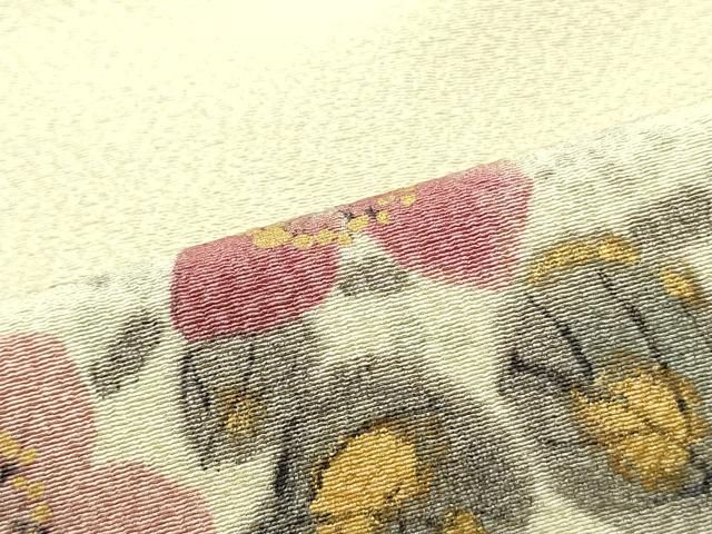 平和屋着物○京友禅作家 山科春宣 九寸名古屋帯 手描き 草花文 金彩