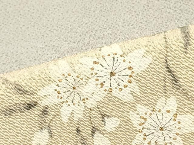 平和屋着物○太鼓柄袋帯 手描き 枝垂れ桜文 鬼しぼ縮緬 正絹 逸品