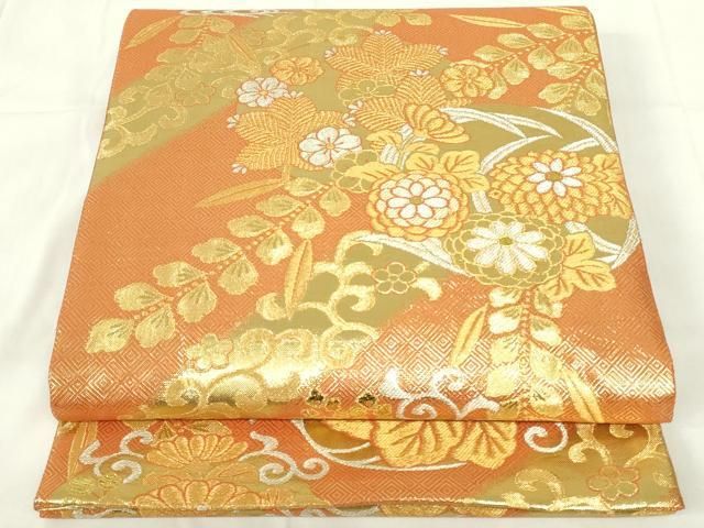 平和屋着物◎佐賀錦 六通柄袋帯 吉祥花文 菊 金銀糸 正絹 逸品