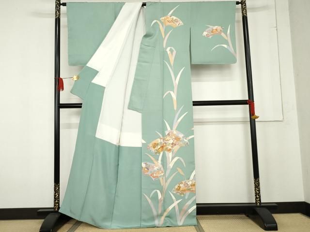 平和屋着物○創業460年・千總 訪問着 駒刺繍 地紙草花文 金彩 正絹