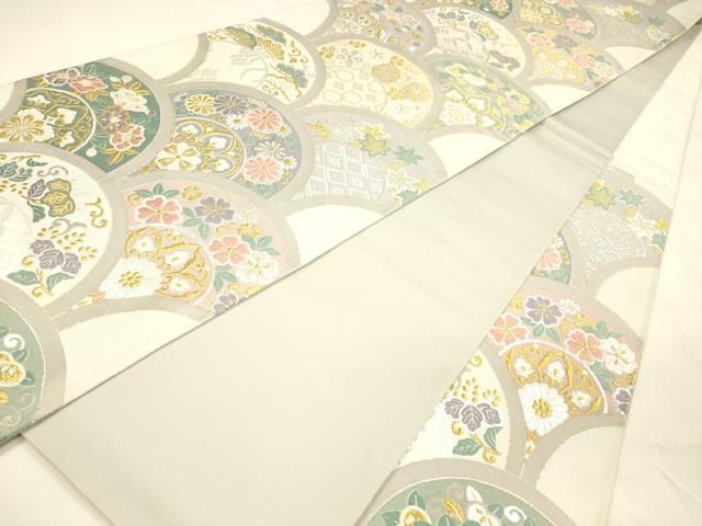 平和屋着物○六通柄袋帯 唐織 作家物 青海波草花文 金銀糸 正絹 逸品