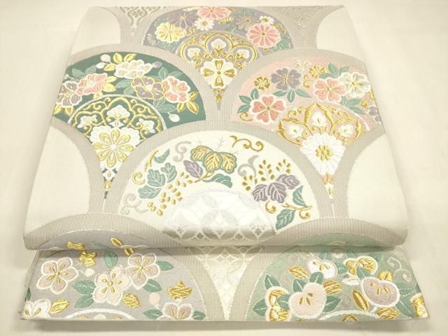 平和屋着物○六通柄袋帯 唐織 作家物 青海波草花文 金銀糸 正絹 逸品