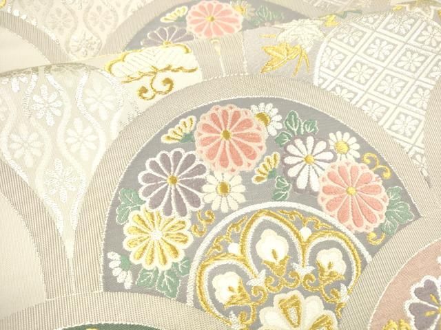 平和屋着物○六通柄袋帯 唐織 作家物 青海波草花文 金銀糸 正絹 逸品