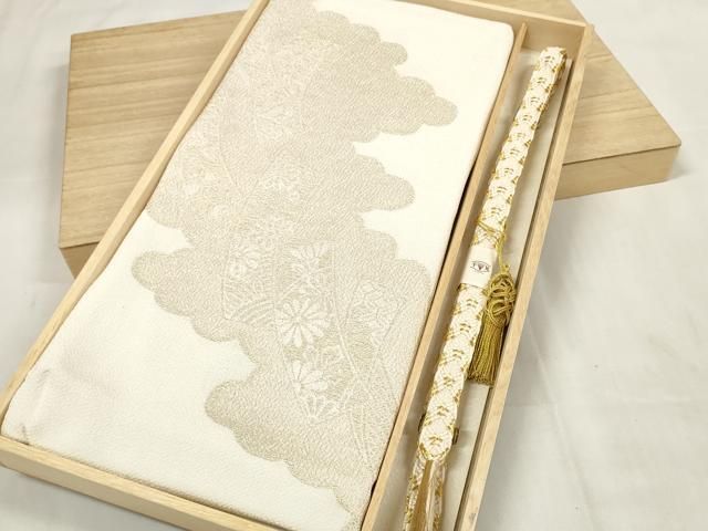 平和屋着物○和装小物 帯締め・帯揚げセット 礼装用 短冊花文 金糸 亀