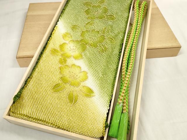 平和屋着物○和装小物 帯締め・帯揚げセット 振袖用 総絞り 草花文 暈