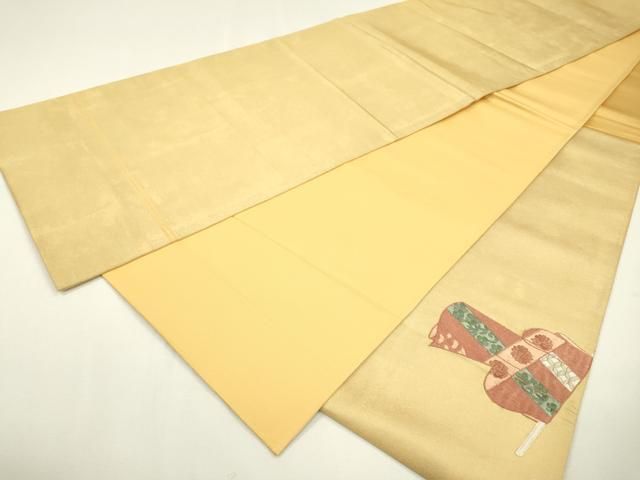 平和屋着物▽太鼓柄袋帯 総刺繍 誰が袖 金糸 引箔 正絹 逸品