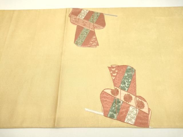 平和屋着物▽太鼓柄袋帯 総刺繍 誰が袖 金糸 引箔 正絹 逸品