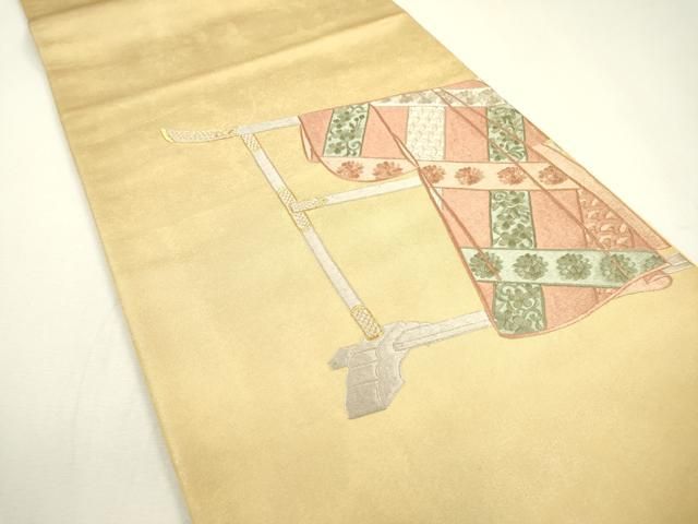 平和屋着物＊夏物　太鼓柄袋帯　総刺繍　抽象文様　金糸　三越扱い　正絹　逸品　DABA0084cm 平和屋着物▽太鼓柄袋帯 総刺繍 誰が袖 金糸 引箔 正絹 逸品
