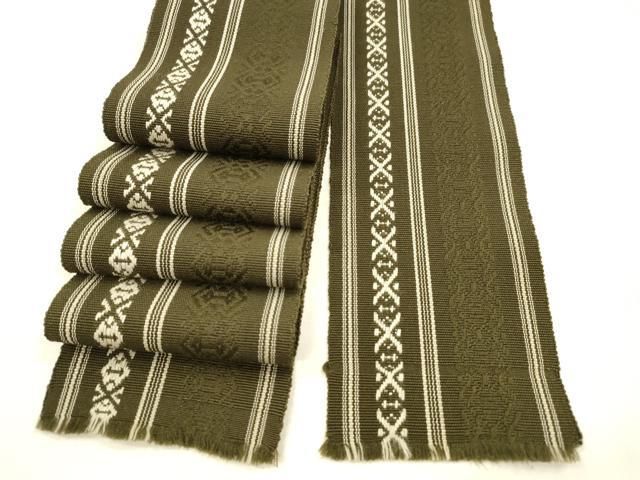 平和屋着物●男性　角帯　紬地　霞文　正絹　逸品　DABA0405cm 平和屋着物男性 角帯 紬地 幾何学文様 正絹 逸品 DAAZ3285ob