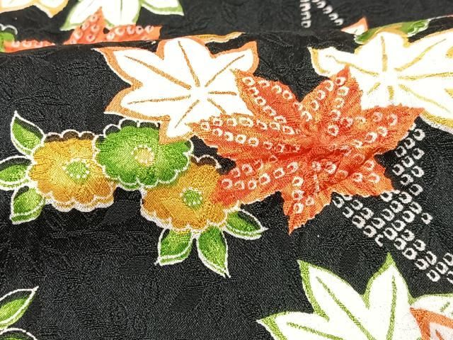 平和屋着物□上質な小紋 草花文 黒地 正絹 逸品 未使用 CABB2826xe