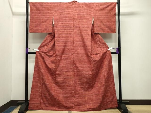 平和屋着物○上質な紬 花織 横段吉祥文 正絹 逸品 CABA9887gh - メルカリ