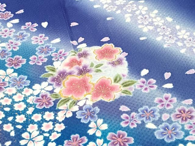 平和屋着物○豪華振袖 駒刺繍 舞桜文 暈し染め 金彩 正絹 逸品