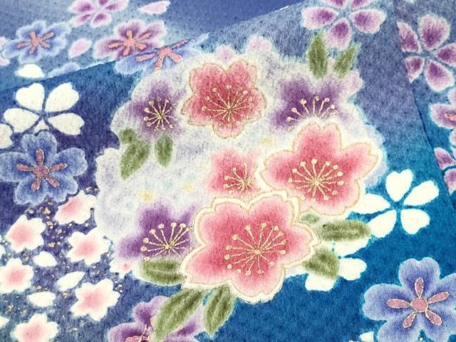 平和屋着物○豪華振袖 駒刺繍 舞桜文 暈し染め 金彩 正絹 逸品
