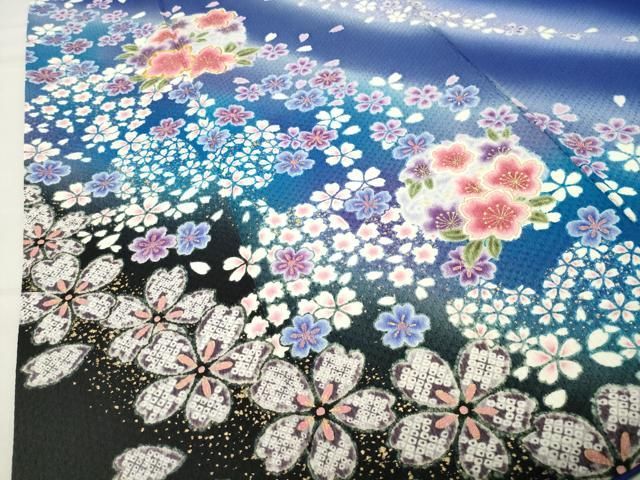 平和屋着物○豪華振袖 駒刺繍 舞桜文 暈し染め 金彩 正絹 逸品