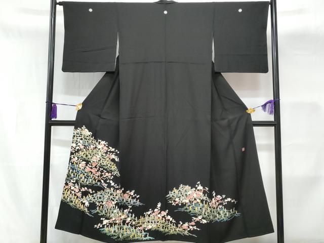 平和屋着物□豪華黒留袖 友禅 作家物 吉祥花文 正絹 逸品 CABA7901fb