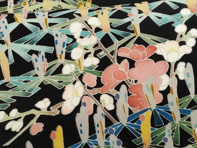 平和屋着物□豪華黒留袖 友禅 作家物 吉祥花文 正絹 逸品 CABA7901fb
