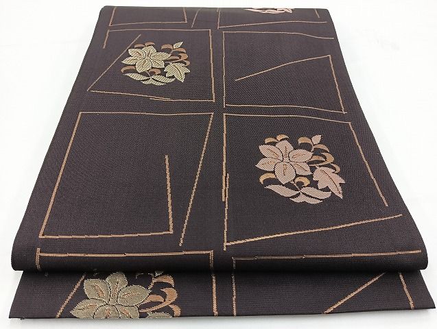 平和屋着物◎六通柄 本袋帯 草花文 金糸 正絹 逸品 BAAV7381yc - メルカリ
