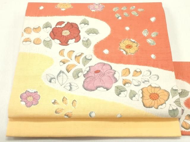 平和屋着物○九寸名古屋帯 紬地 絞り 辻が花 正絹 逸品 DAAZ3244ob