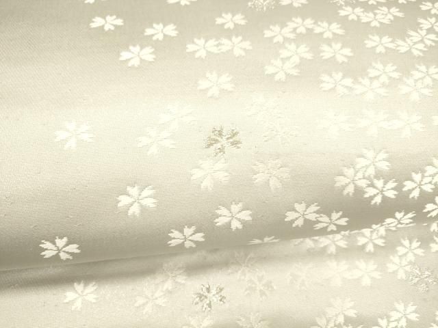 平和屋着物○九寸名古屋帯 唐織 舞桜文 銀糸 正絹 逸品 DABA0752cm