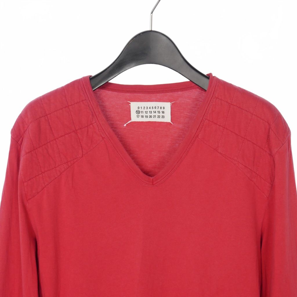 【中古】メゾンマルジェラ Maison Margiela 07AW 本人期 Vネック エルボーパッチ ショルダーパッチ Tシャツ 長袖 46 メゾンマルジェラ Maison Margiela 07AW 本人期 Vネック エルボー