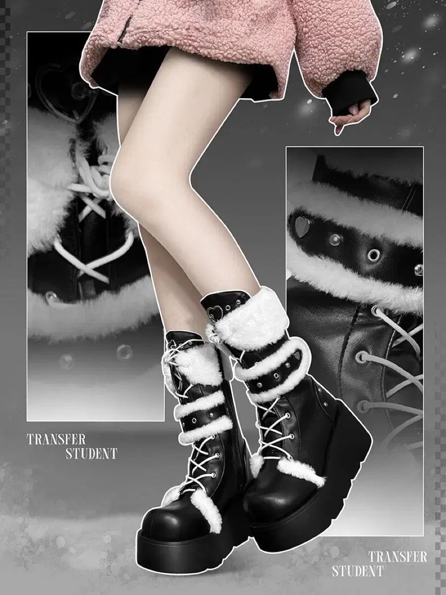 転校生サブカルチャー パンク風 Y2K 厚底ハイトップシューズ