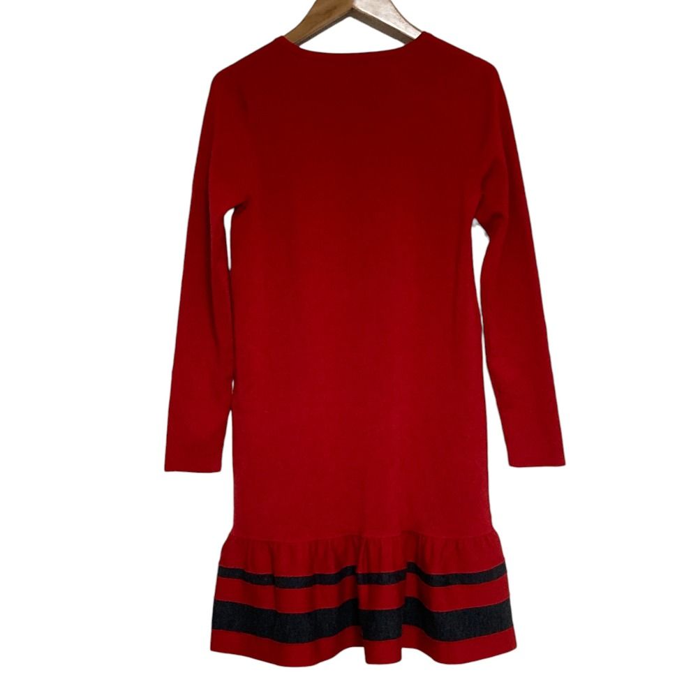 美品 PAULE KA ポールカ 裾ギャザー ニットワンピース サイズS レッド
