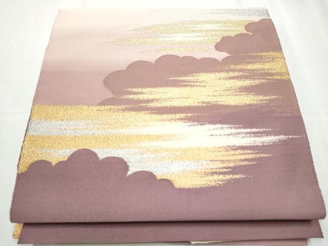 平和屋着物○爪掻き本綴れ 八寸名古屋帯 雲重ね霞文 金銀糸 正絹 逸品