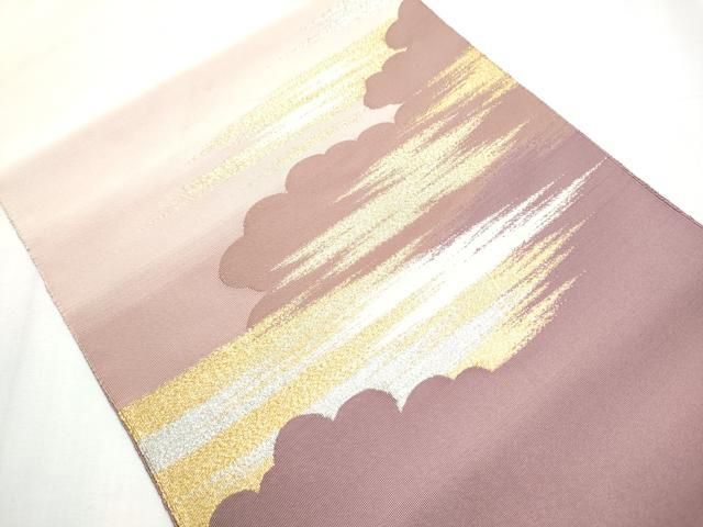 平和屋着物○爪掻き本綴れ 八寸名古屋帯 雲重ね霞文 金銀糸 正絹 逸品