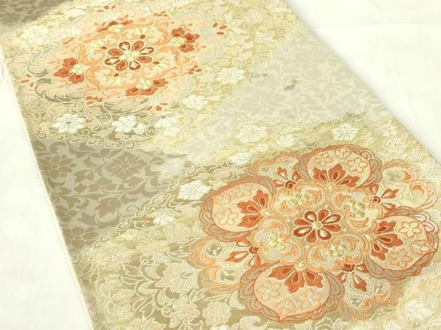 平和屋着物◎六通柄袋帯 正倉院花文 金銀糸 正絹 逸品 DAAZ9400qp
