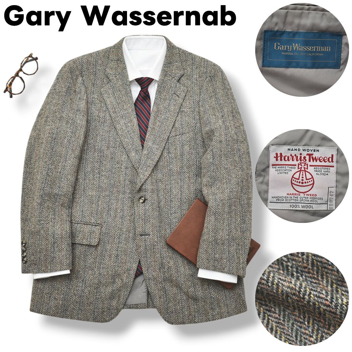 90s ゲイリーワッサーマン Gary Wassernab MAEINA DEL REY ハリスツイード Harris Tweed テーラード ...