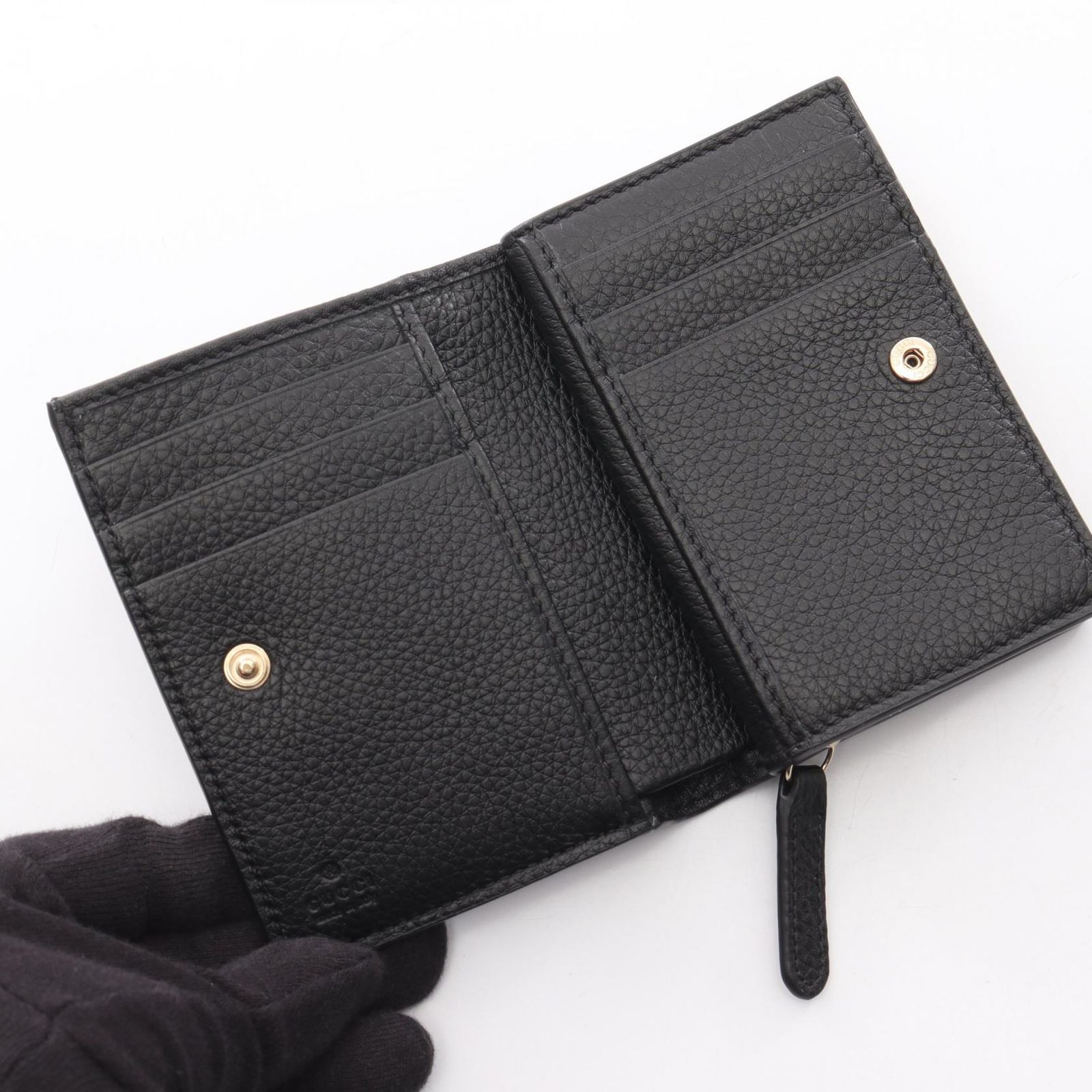 グッチ GUCCI GGエンブレム スモールウォレット 二つ折り財布 財布 レザー レディース ブラック系 815874 【中古】 グッチ GUCCI 二つ折り財布 GGエンブレム スモールウォレット 815874