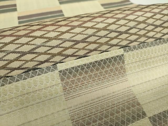 平和屋着物○両面 全通柄袋帯 野蚕紬 切嵌 琉球絣文様 正絹 逸品 未