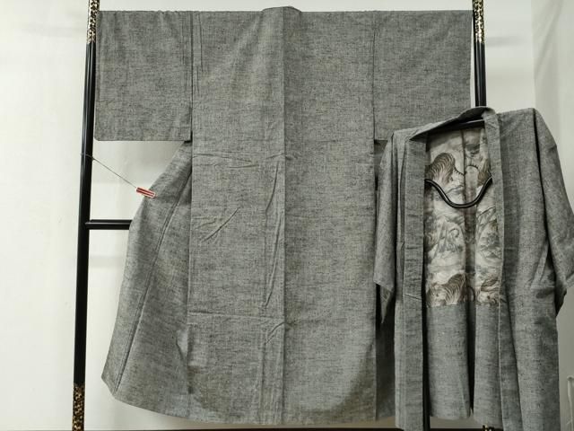 平和屋着物○男性 紬 アンサンブル 網代織 正絹 逸品 未使用 平和屋着物