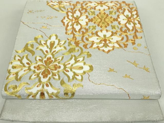 平和屋着物○西陣 川島織物 太鼓柄袋帯 駒刺繍 総刺繍 更紗花鳥文 金
