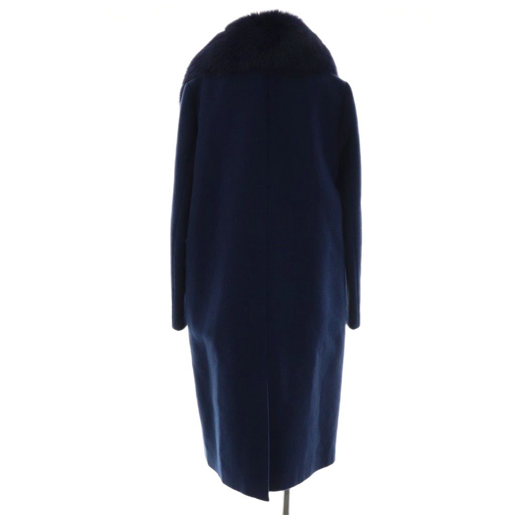 【中古】フェンディ FENDI フォックスファーコート チェスター アウター ウール I38 紺 ネイビー /NR ■OS レディース フェンディ FENDI フォックスファーコート チェスター アウター ウール