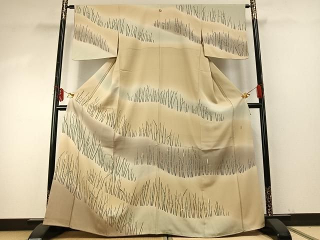 平和屋着物○十日町 加賀草木友禅の第一人者 田村哲彦 訪問着 木賊 暈