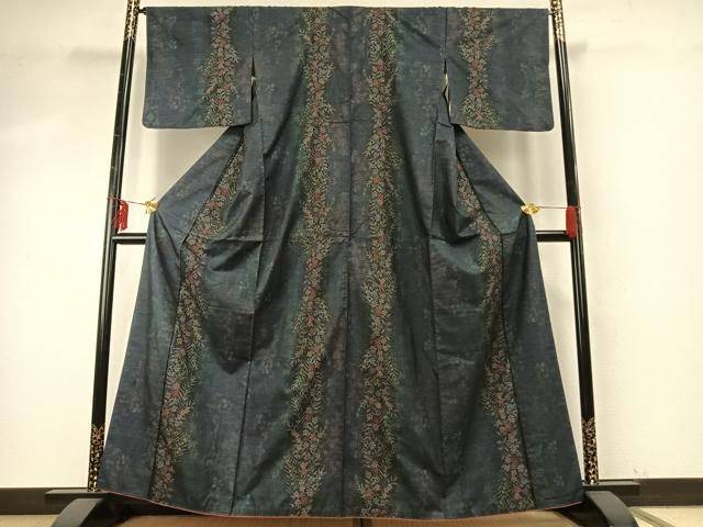 平和屋着物○本場大島紬 カタス7マルキ 草花間道 正絹 逸品 AABE5792fy