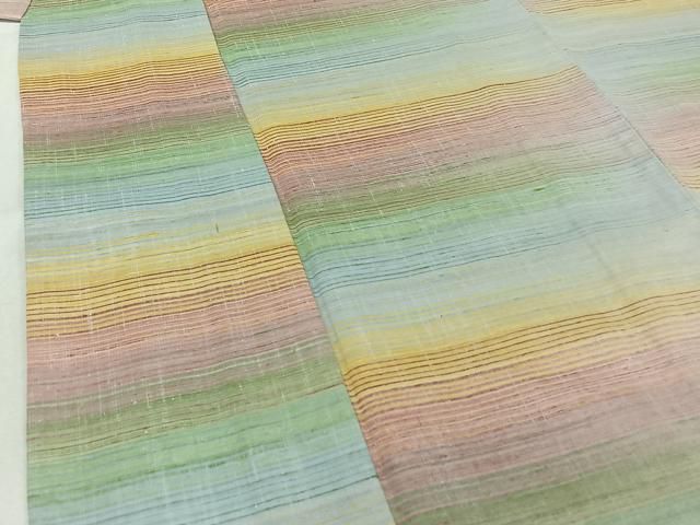 平和屋着物▽紅花紬 単衣 米沢 横段文 正絹 逸品 AABF0107jh - メルカリ