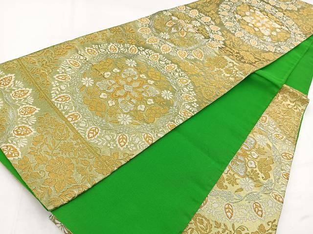 平和屋着物◎六通柄袋帯 唐織 正倉院更紗花文 金銀糸 正絹 逸品