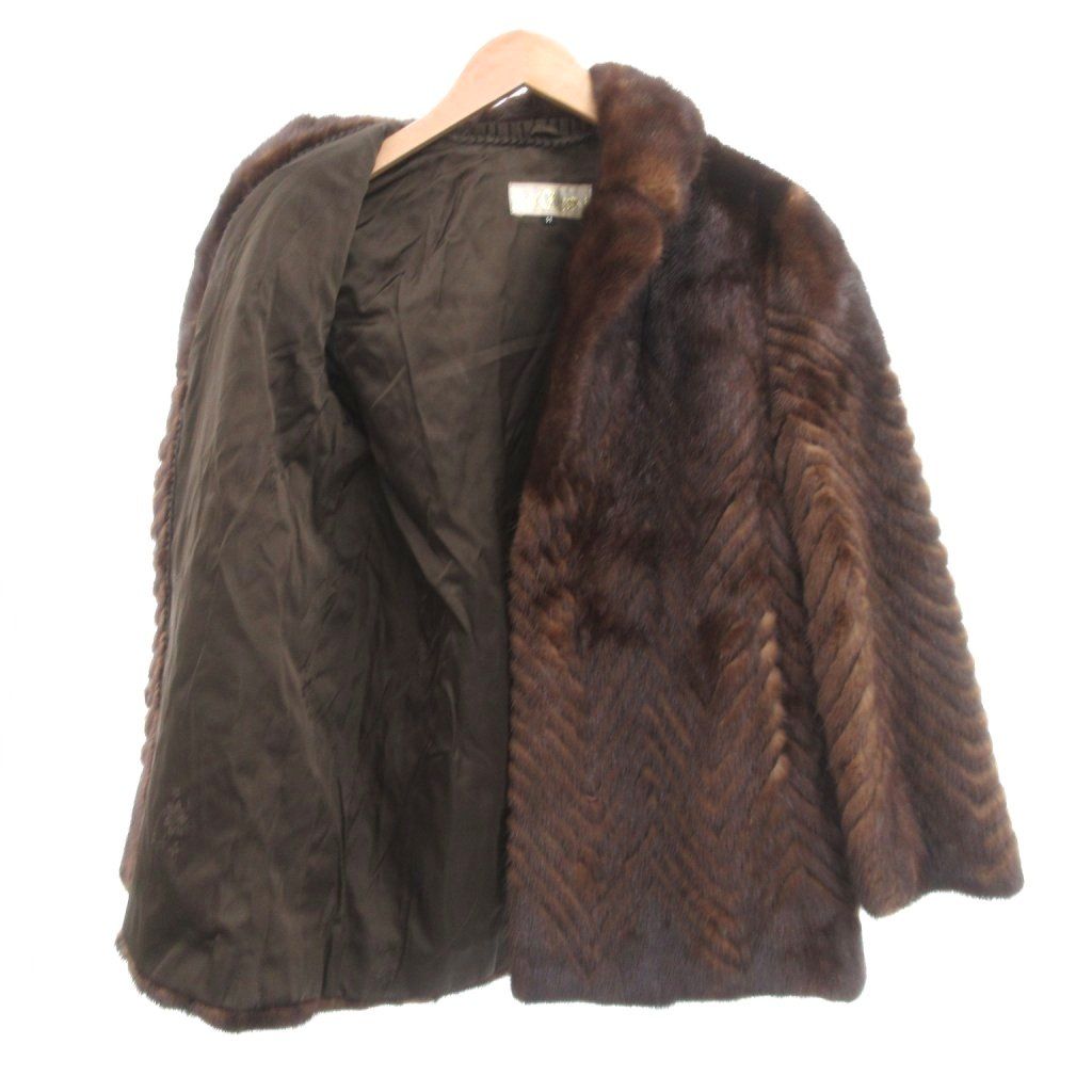 FUR GRISER ファーコート 毛皮 ミンク ミドル丈 茶 ブラウン /JS