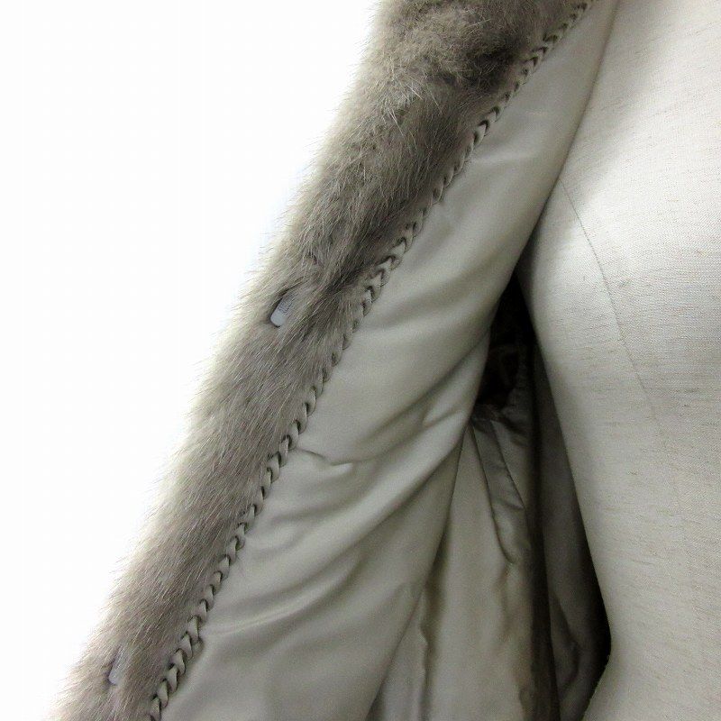 サファイアミンクファーコート 毛皮コート ハーフ丈 9 グレー /SY52