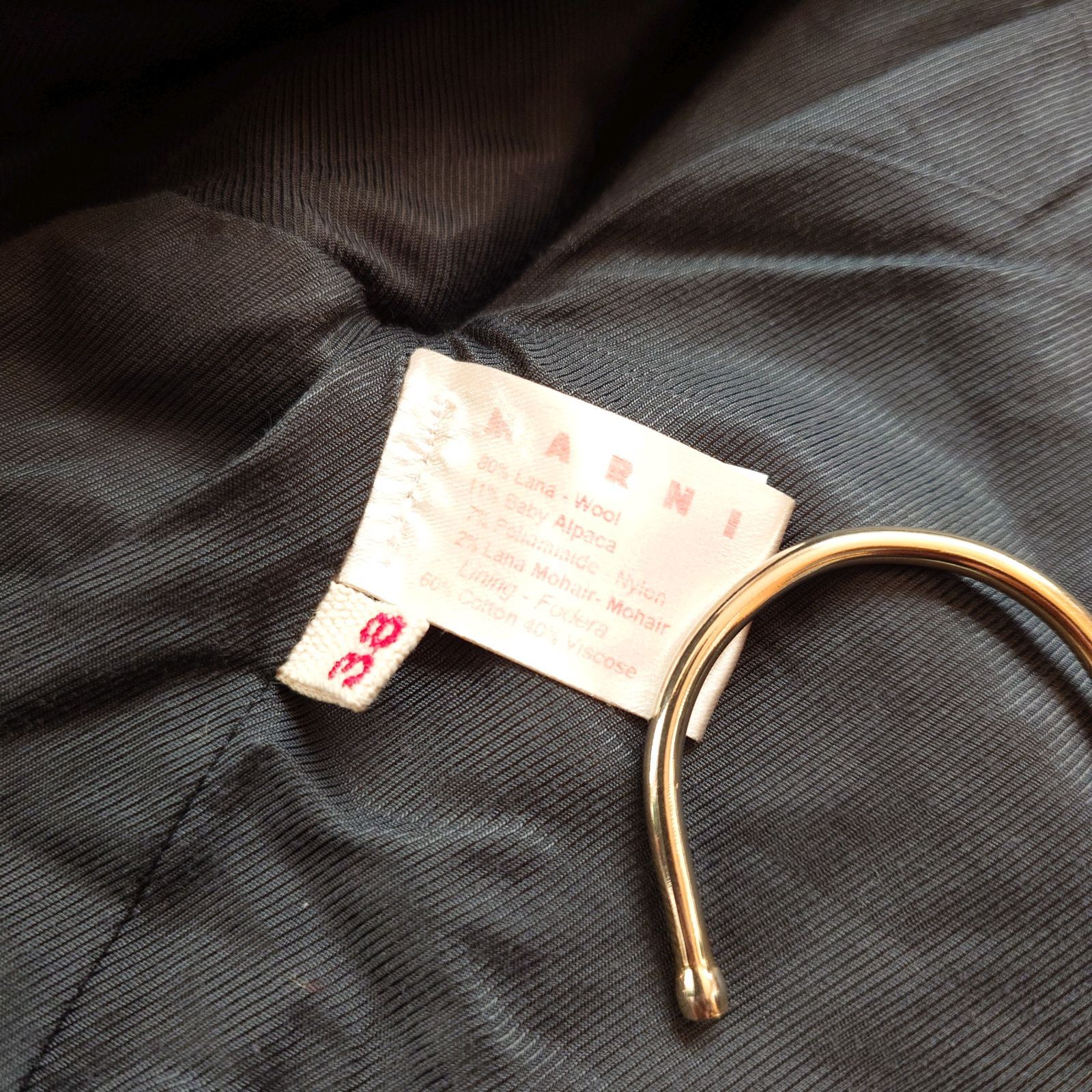 マルニ MARNI ドルマン ジャケット ショートコート 短丈 Y2K ウール アルパカ モヘヤ オーバーサイズ ストライプ チャコール 38 ...