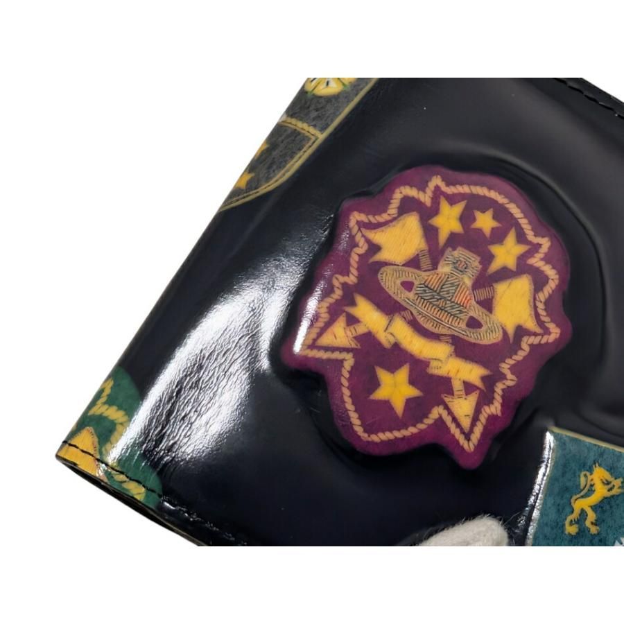 新品同様 ヴィヴィアンウエストウッド 財布 二つ折り財布 メンズ レディース オーブ エンブレム ネイビー 紺 ワッペン 紋章 VWK350 Vivie 新品同様 ヴィヴィアンウエストウッド 財布 二つ折り財布 メンズ