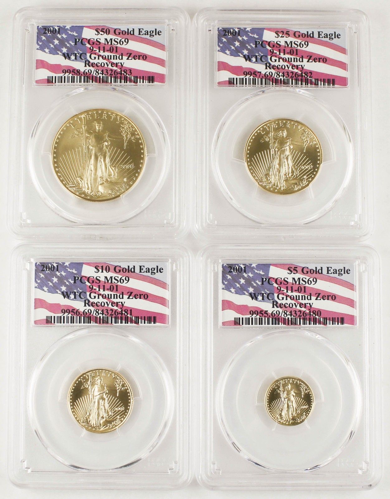 2001年 1.85オンス ゴールド アメリカンイーグル 4枚セット PCGS MS69 KEY 日付 WTC 911 回収 - メルカリ