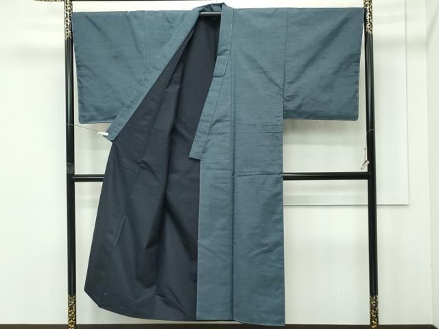 平和屋着物○極上 男性 紬 アンサンブル・長襦袢セット 色無地 錆