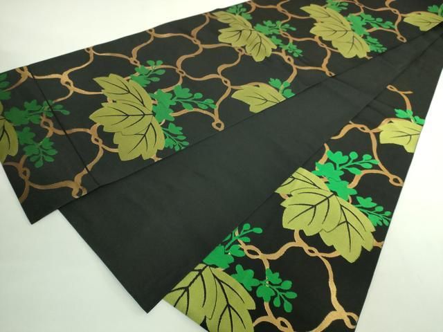 平和屋着物○極上 桝屋高尾 六通柄 本袋帯 桐 黒地 金糸 逸品