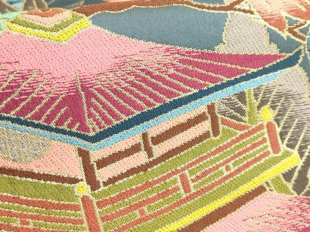 平和屋着物○極上 西陣 白綾苑大庭 六通柄袋帯 名所風景 逸品