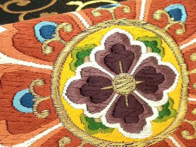 平和屋着物○極上 西陣 河合美術織物謹製 六通柄袋帯 唐織 正倉院花