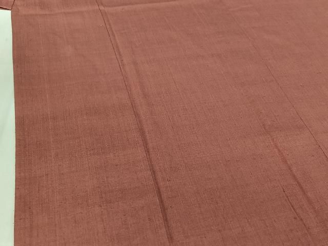 平和屋着物▽本場結城紬 重要無形文化財 単衣 色無地 退紅色 そごう