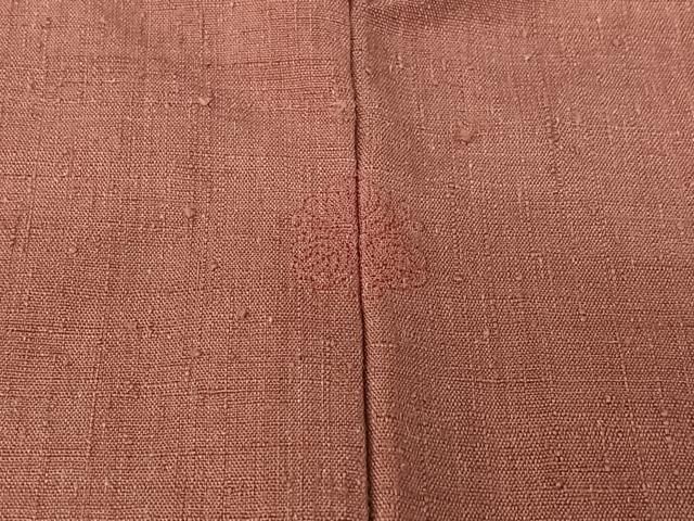 平和屋着物▽本場結城紬 重要無形文化財 単衣 色無地 退紅色 そごう